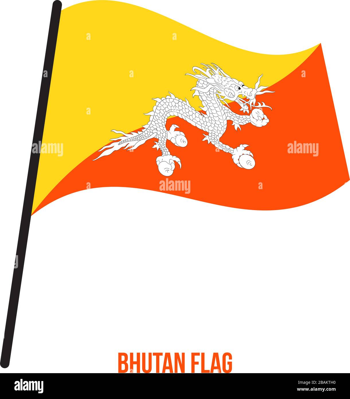 Bhutan Flag Waving Vector Illustration on White Background. Bhutan ...