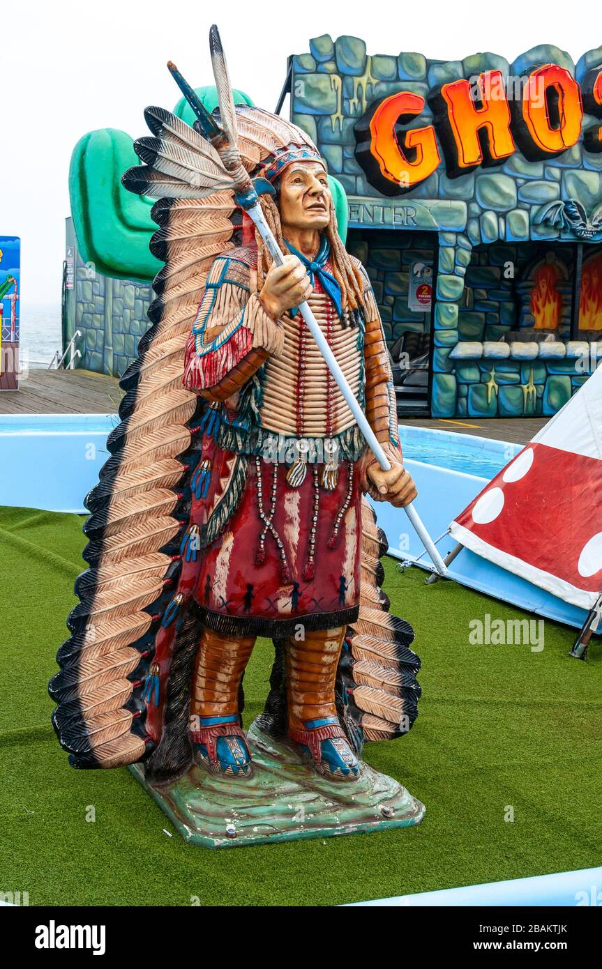 A full size model of a native american chief in ceremonial regalia ...