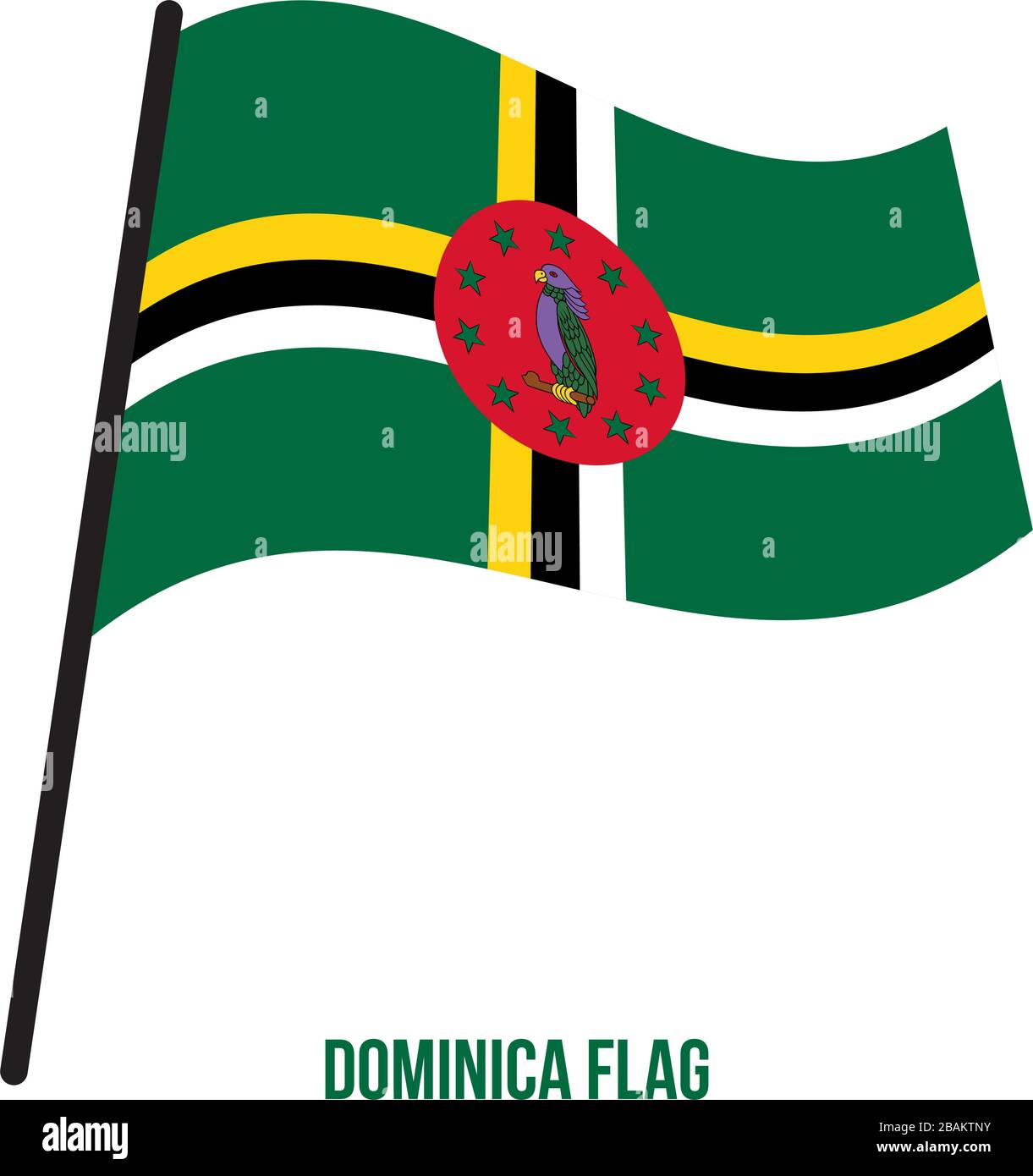 Dominica Flag Waving Vector Illustration on White Background. Dominica ...