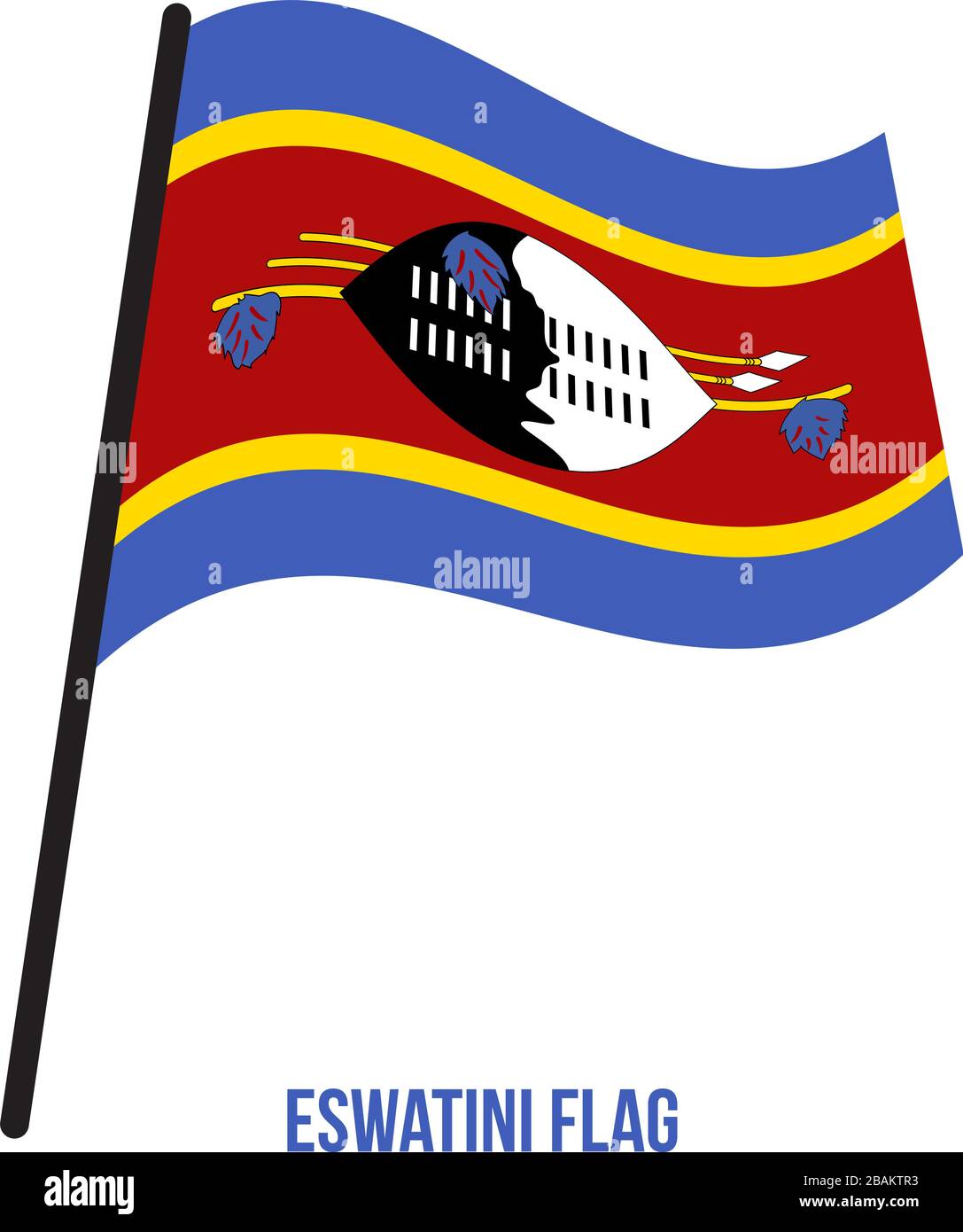 Eswatini Flag Waving Vector Illustration on White Background. Eswatini National Flag Stock ...