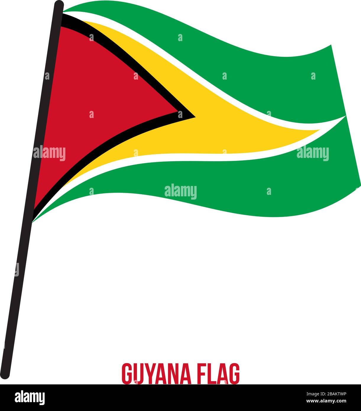 Guyana Flag Waving Vector Illustration on White Background. Guyana National Flag Stock Vector ...