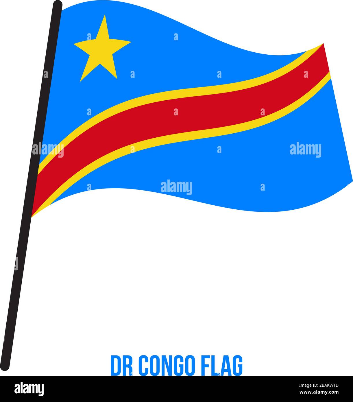 Democratic Congo Flag Waving Vector Illustration on White Background ...