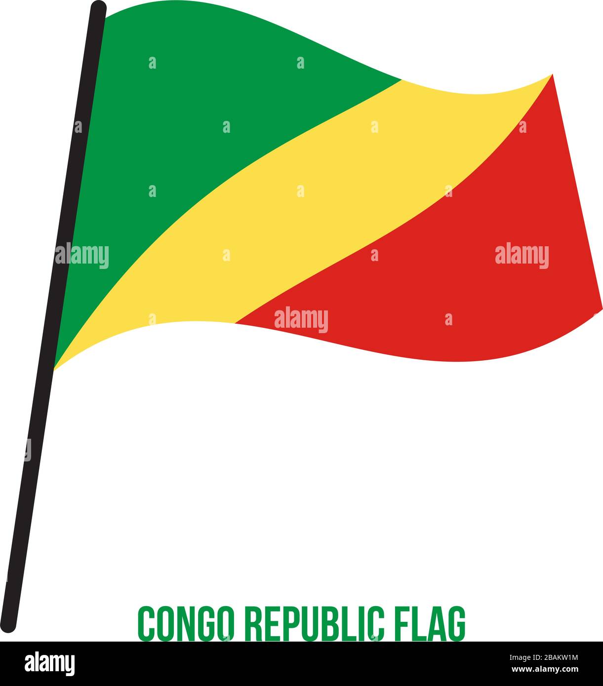 Congo Republic Flag Waving Vector Illustration on White Background ...
