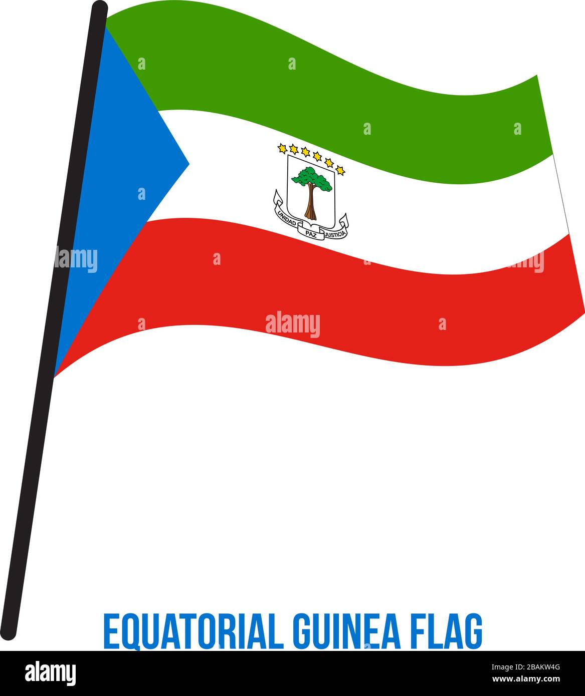 Equatorial Guinea Flag Waving Vector Illustration on White Background. Equatorial Guinea ...
