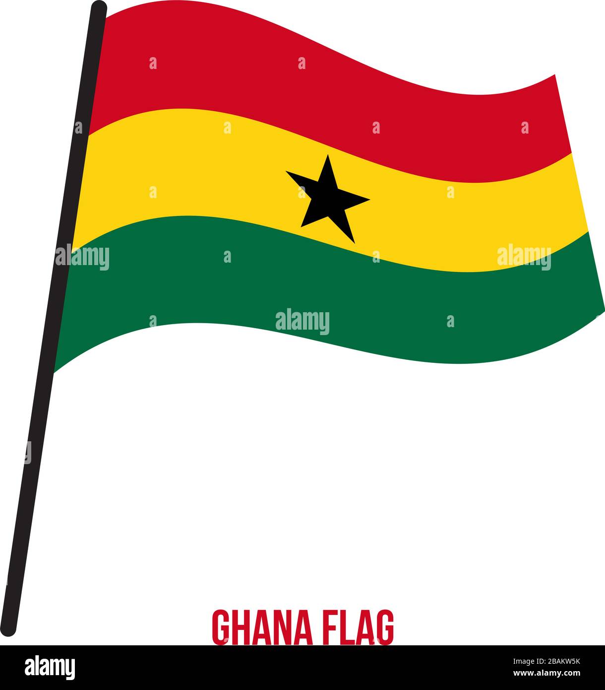 Ghana Flag Waving Vector Illustration on White Background. Ghana ...