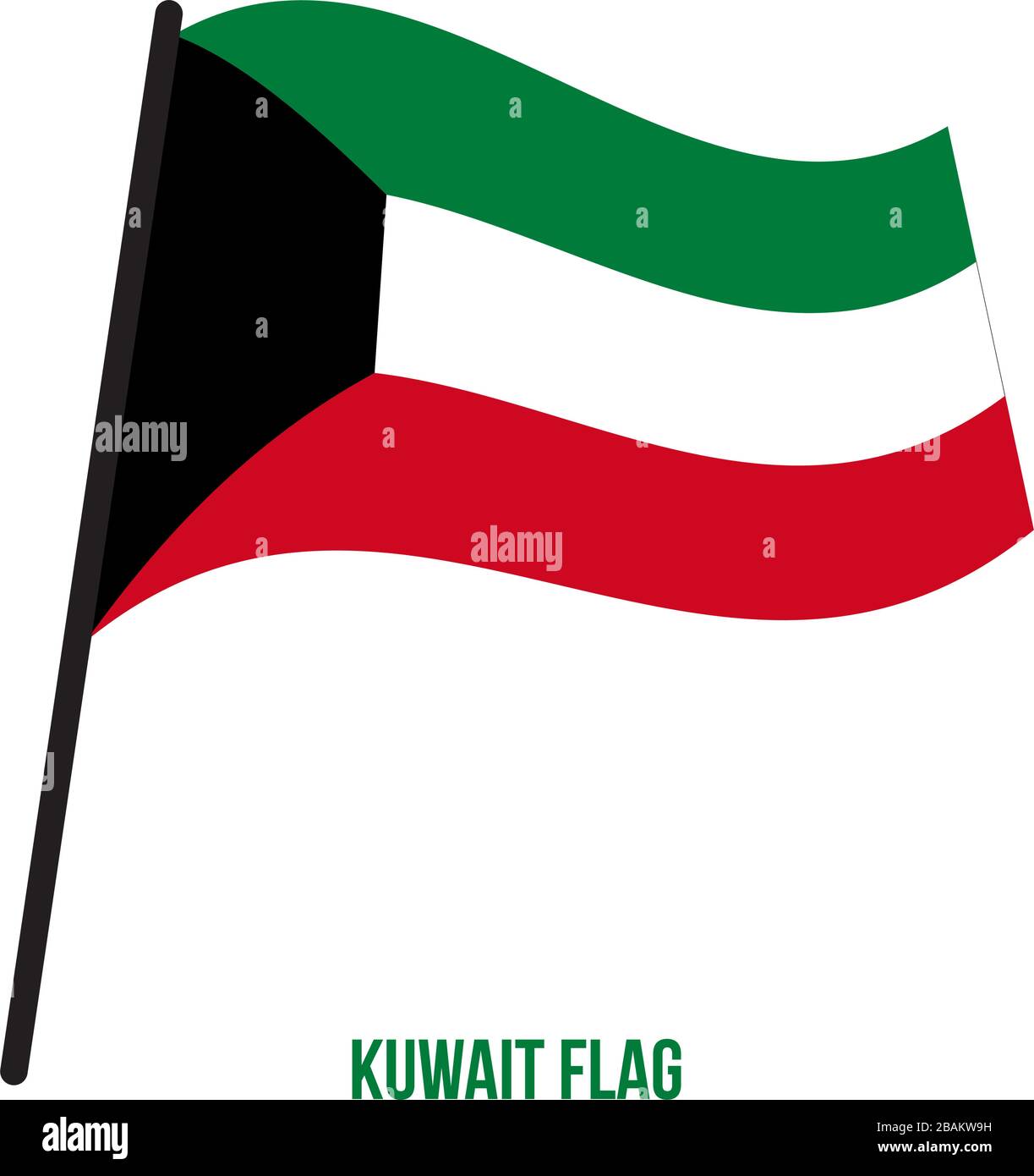 Kuwait Flag Waving Vector Illustration on White Background. Kuwait ...