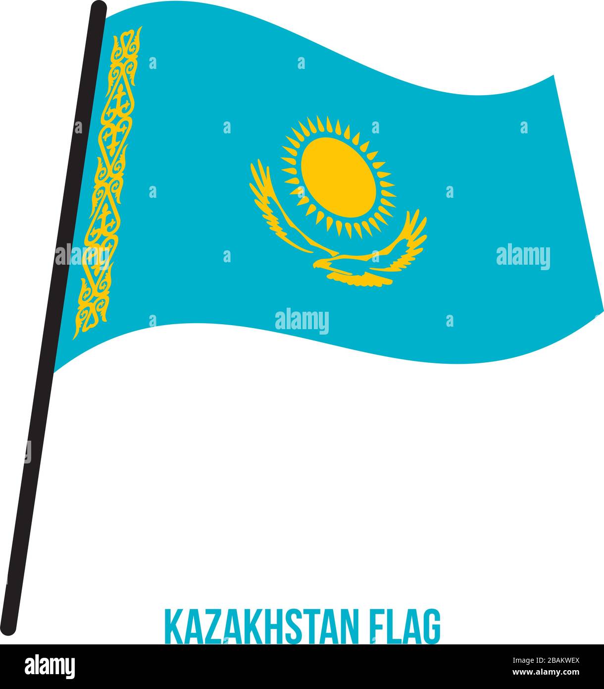 Kazakhstan Flag Waving Vector Illustration on White Background ...