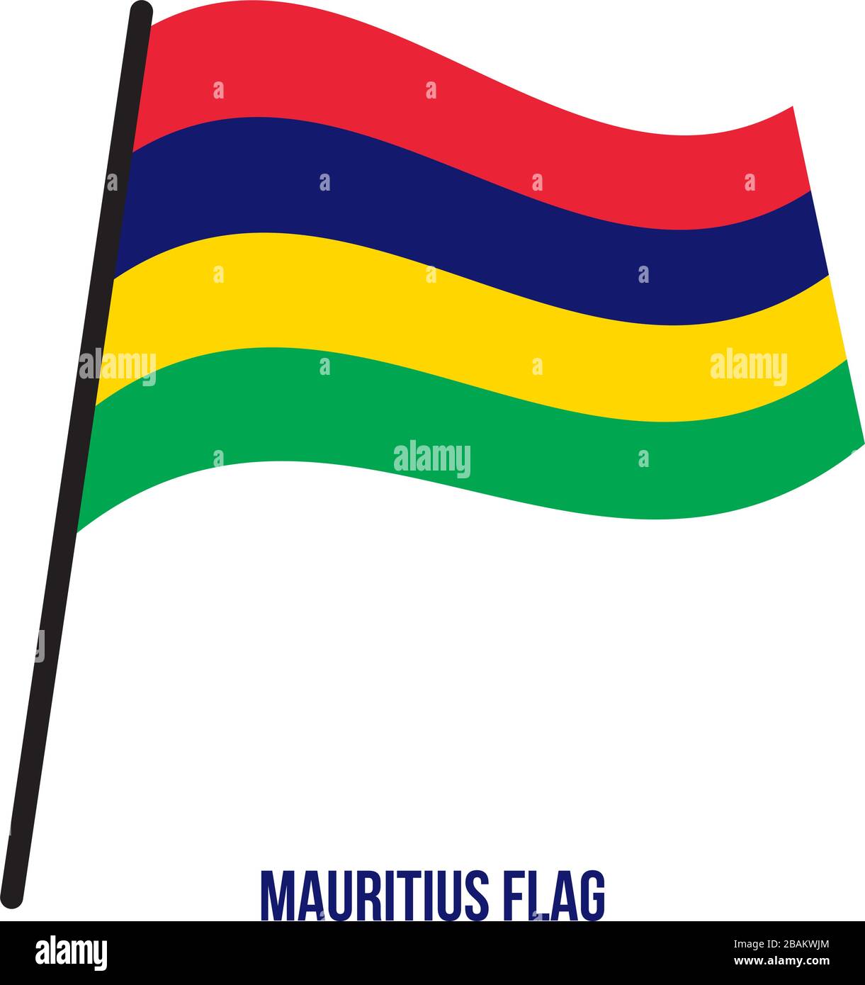 Mauritius Flag Waving Vector Illustration On White Background