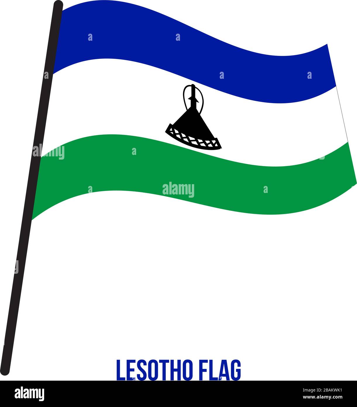 Lesotho Flag Waving Vector Illustration on White Background. Lesotho ...