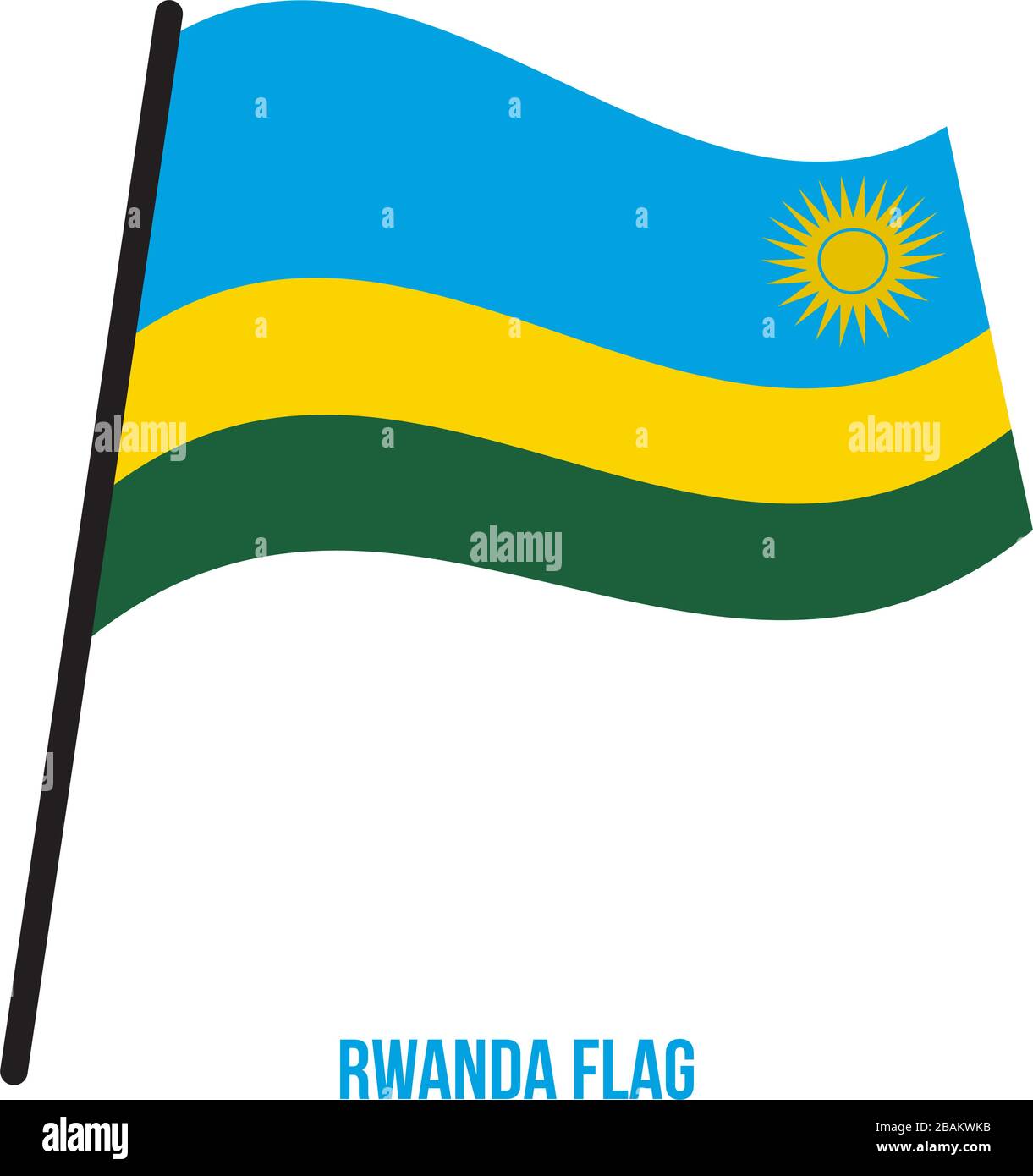 Rwanda Flag Waving Vector Illustration on White Background. Rwanda ...