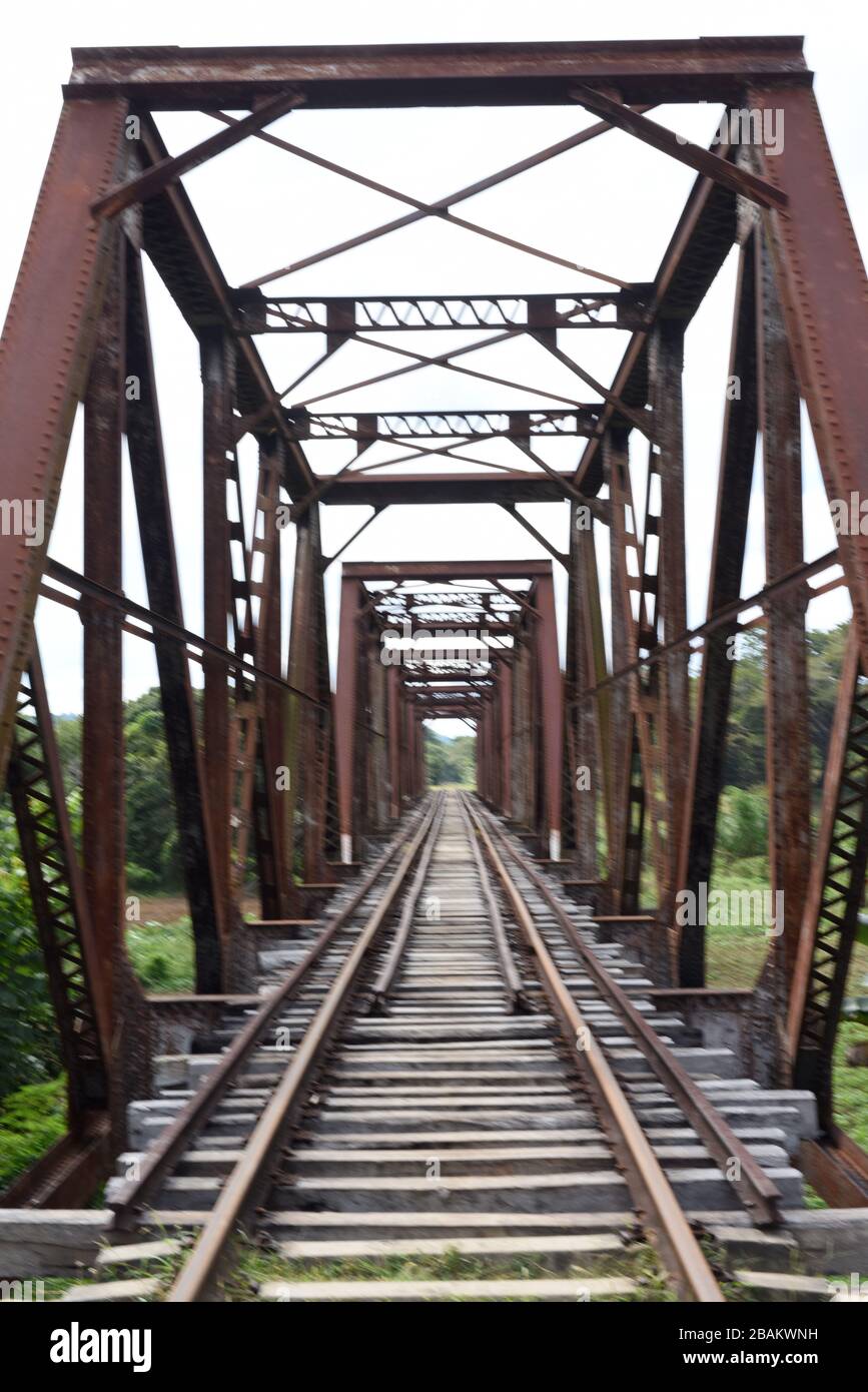 Railway line, rails, iron bridge, 2014, Cuba Stock Photo - Alamy