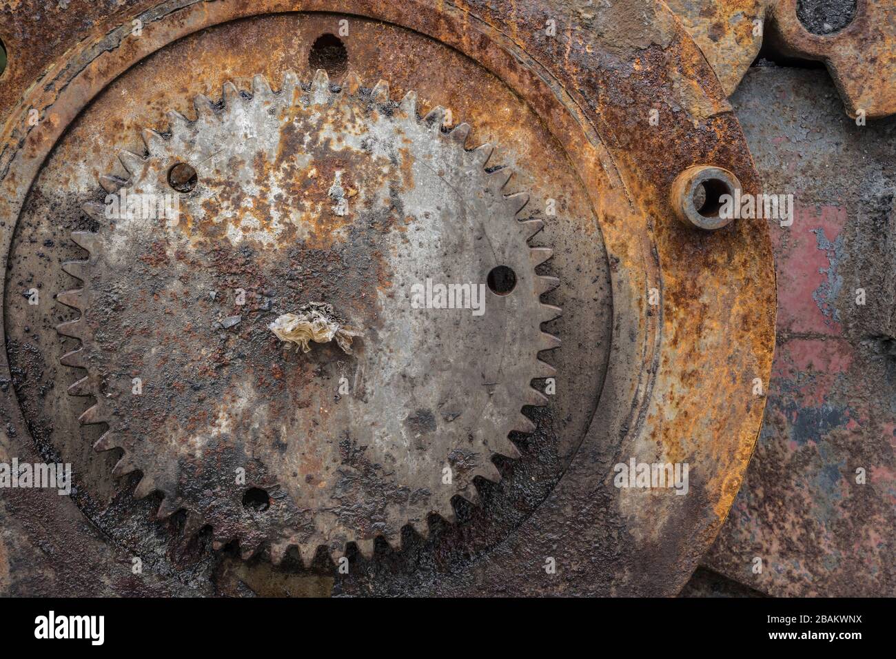 Detail of an old gearbox Stock Photo - Alamy