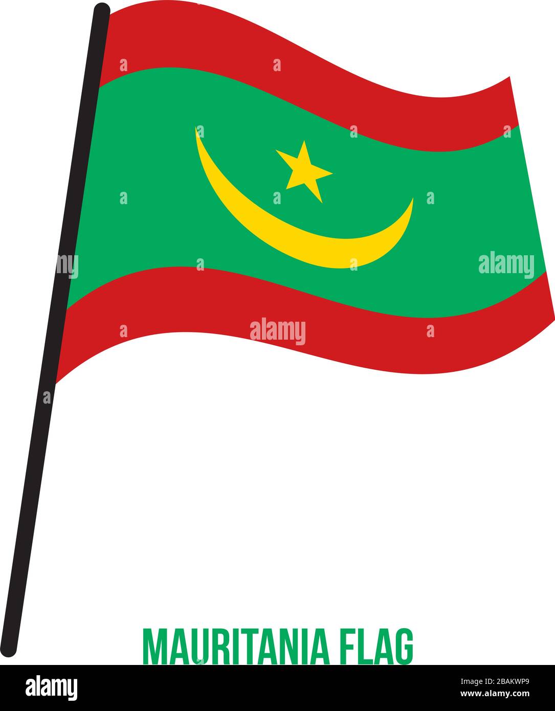 Mauritania Flag Waving Vector Illustration On White Background