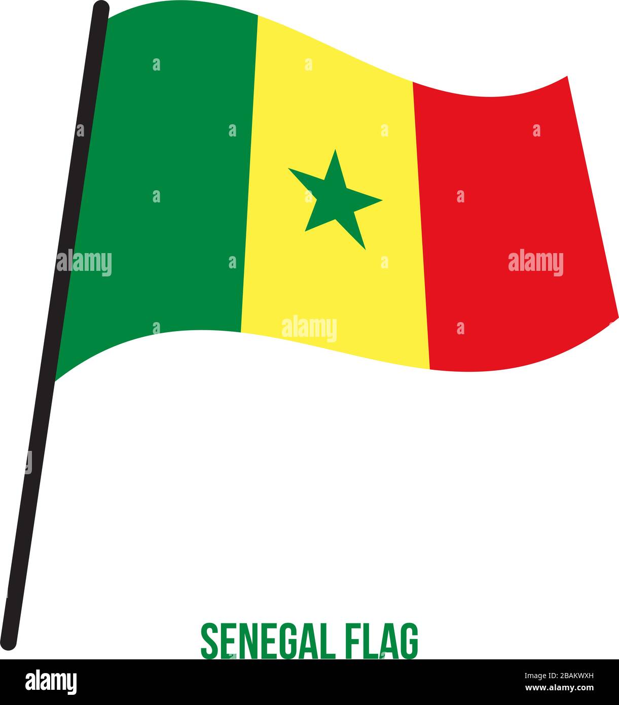 Senegal Flag Waving Vector Illustration on White Background. Senegal ...