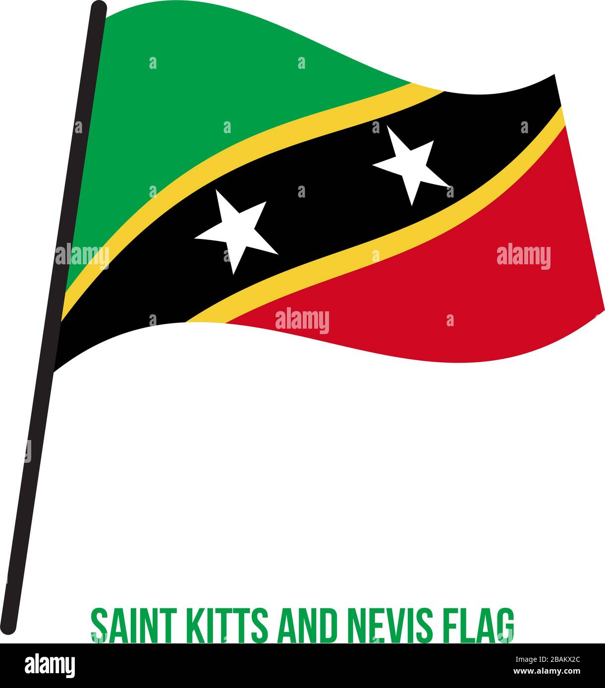 Saint Kitts and Nevis Flag Waving Vector Illustration on White ...