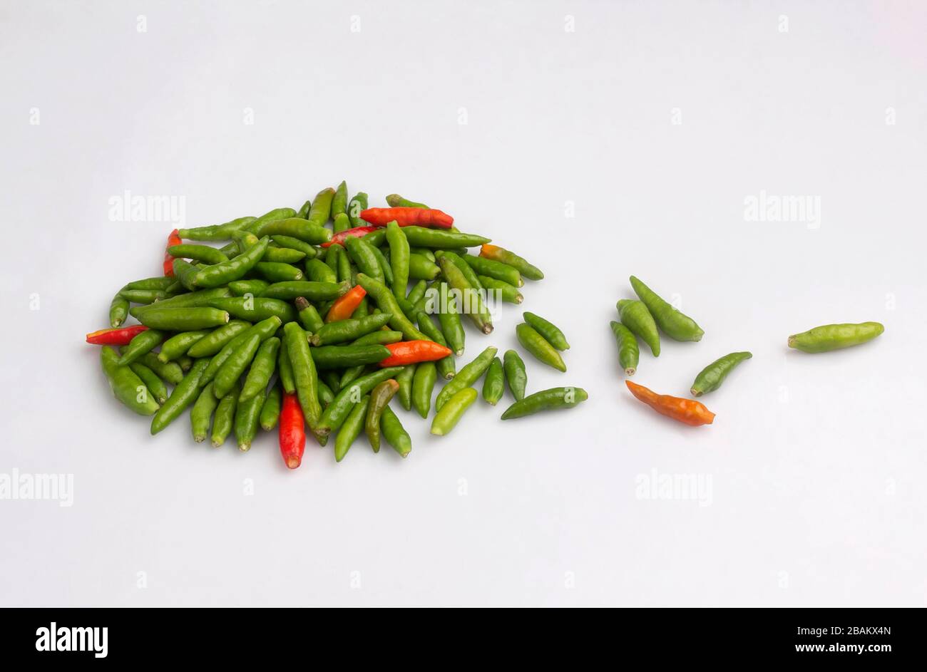 Bunch of colorful chili peppers isolated on white background Stock ...