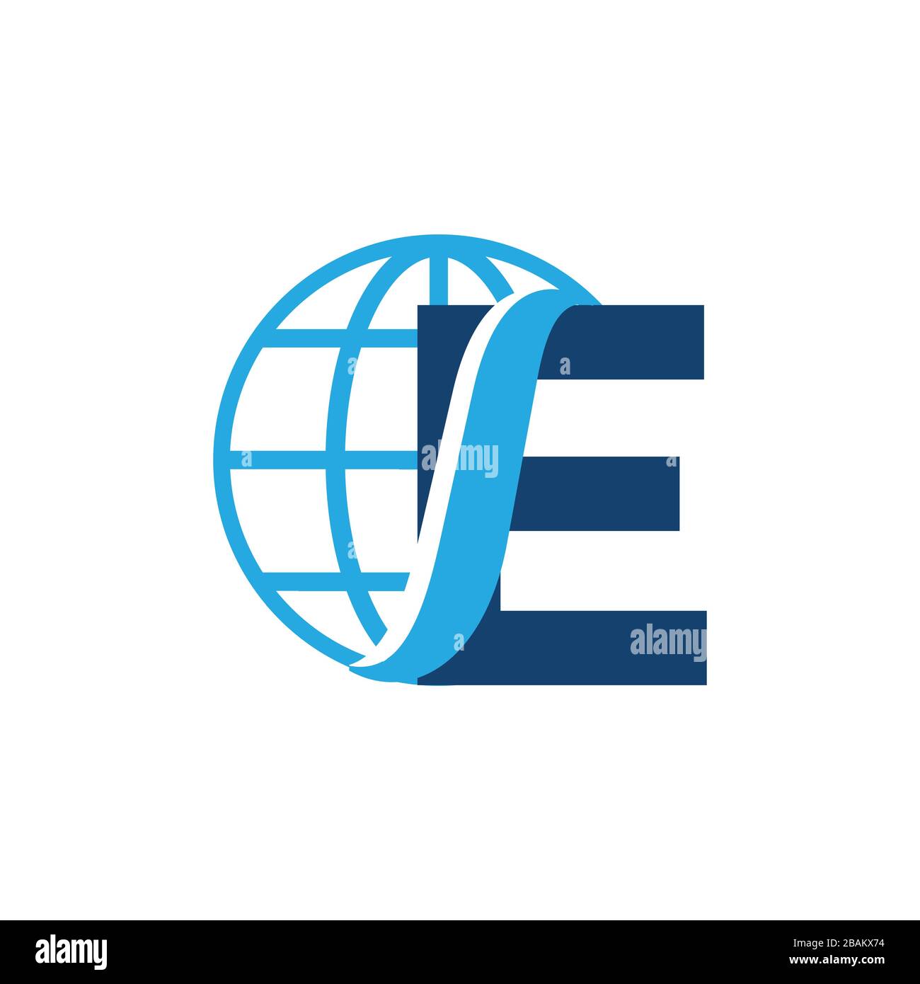 E letter symbol with globe symbol icon. Earth icon isolated on white ...