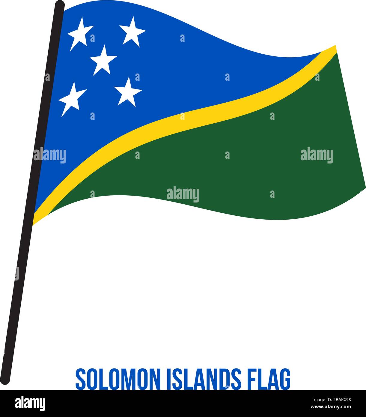Solomon Islands Flag Waving Vector Illustration on White Background. Solomon Islands National ...