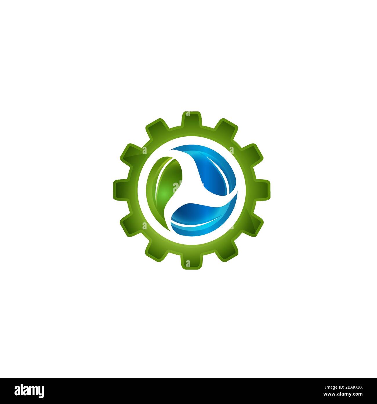 Abstract green leaf inside gear symbol element vector design ecology ...