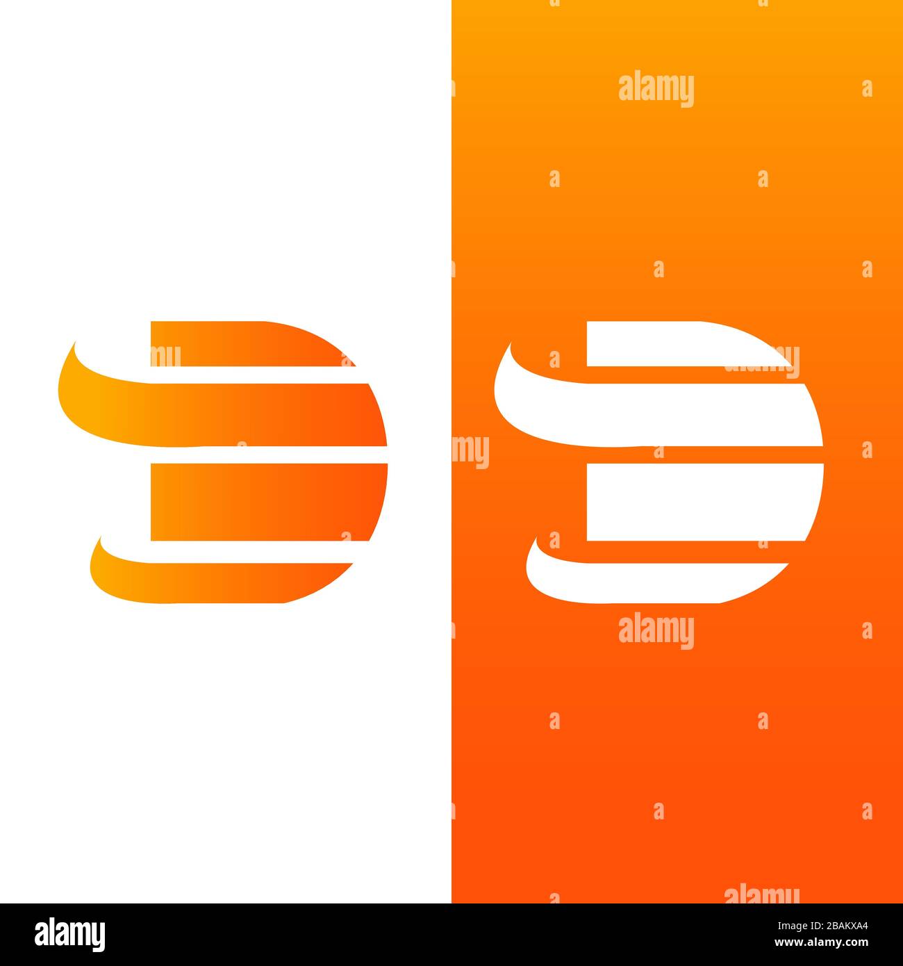 Modern design letter D with orange color on the white background ...