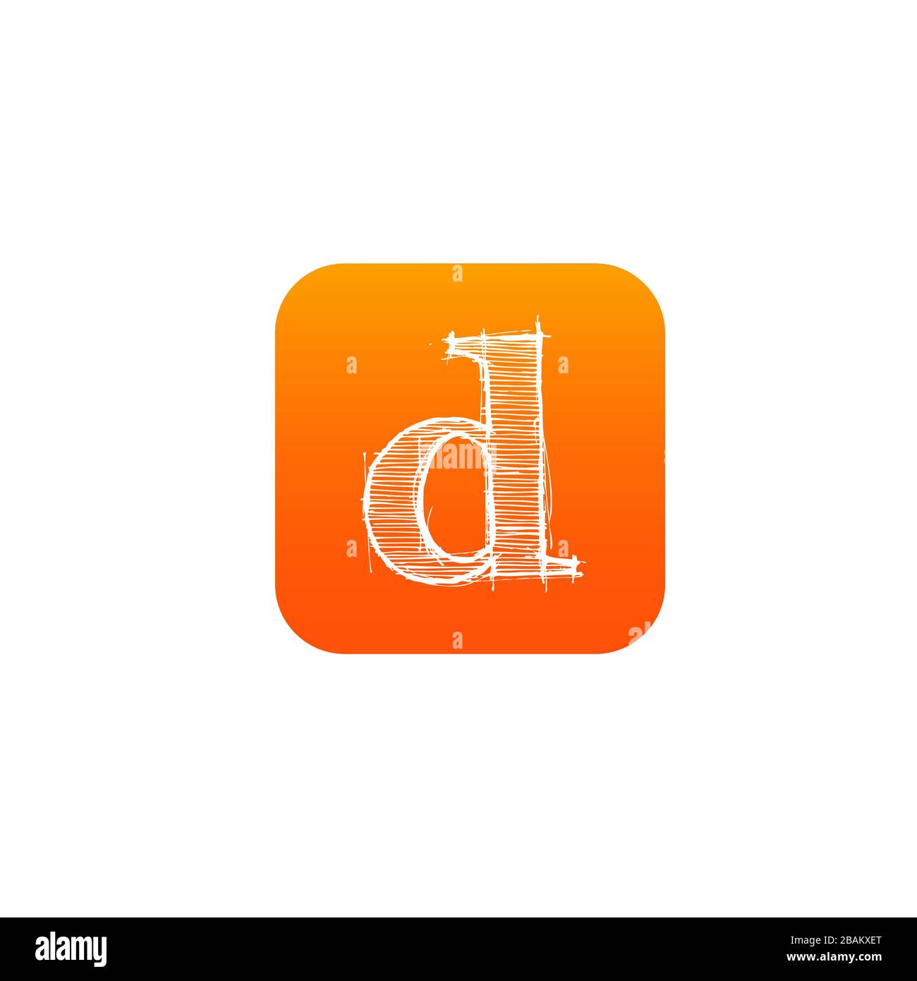 Modern design letter D with orange color on the white background ...