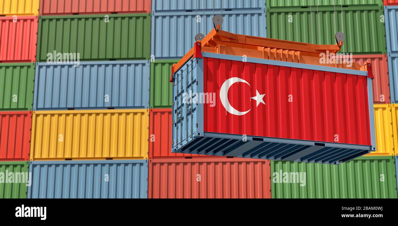 Freight container with Turkey flag. 3D Rendering Stock Photo - Alamy