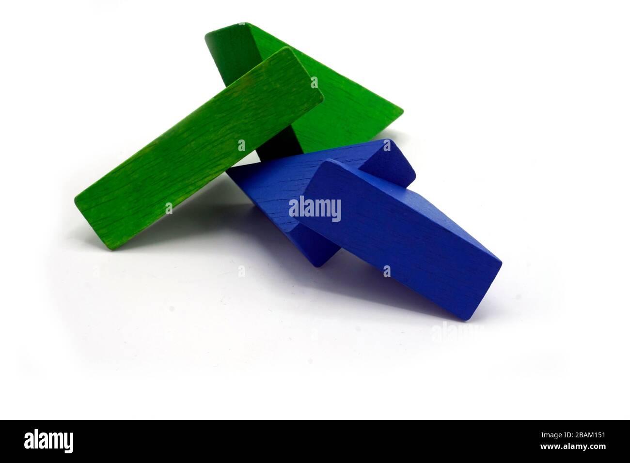 Twisted colorful building blocks made of wood.. Abstract mobile ...