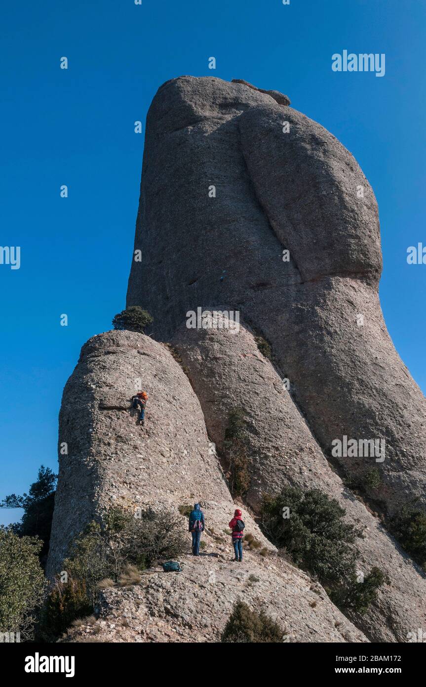 Climbing Cavall Bernat, Montserrat, Natural Parc, Catalonia, Europe ...
