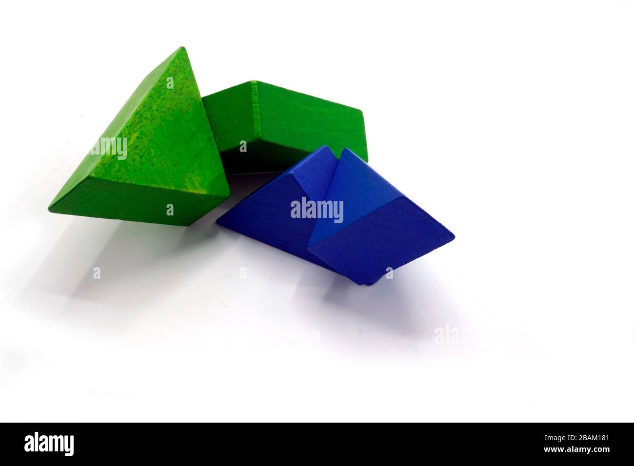 Twisted colorful building blocks made of wood.. Abstract mobile ...