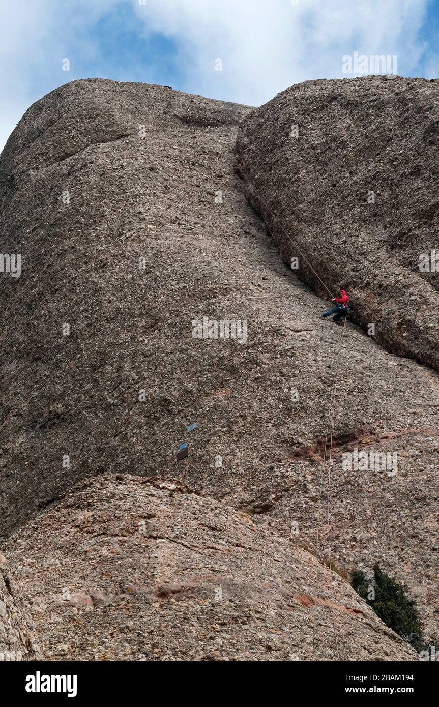 Climbing Cavall Bernat, Montserrat, Natural Parc, Catalonia, Europe ...