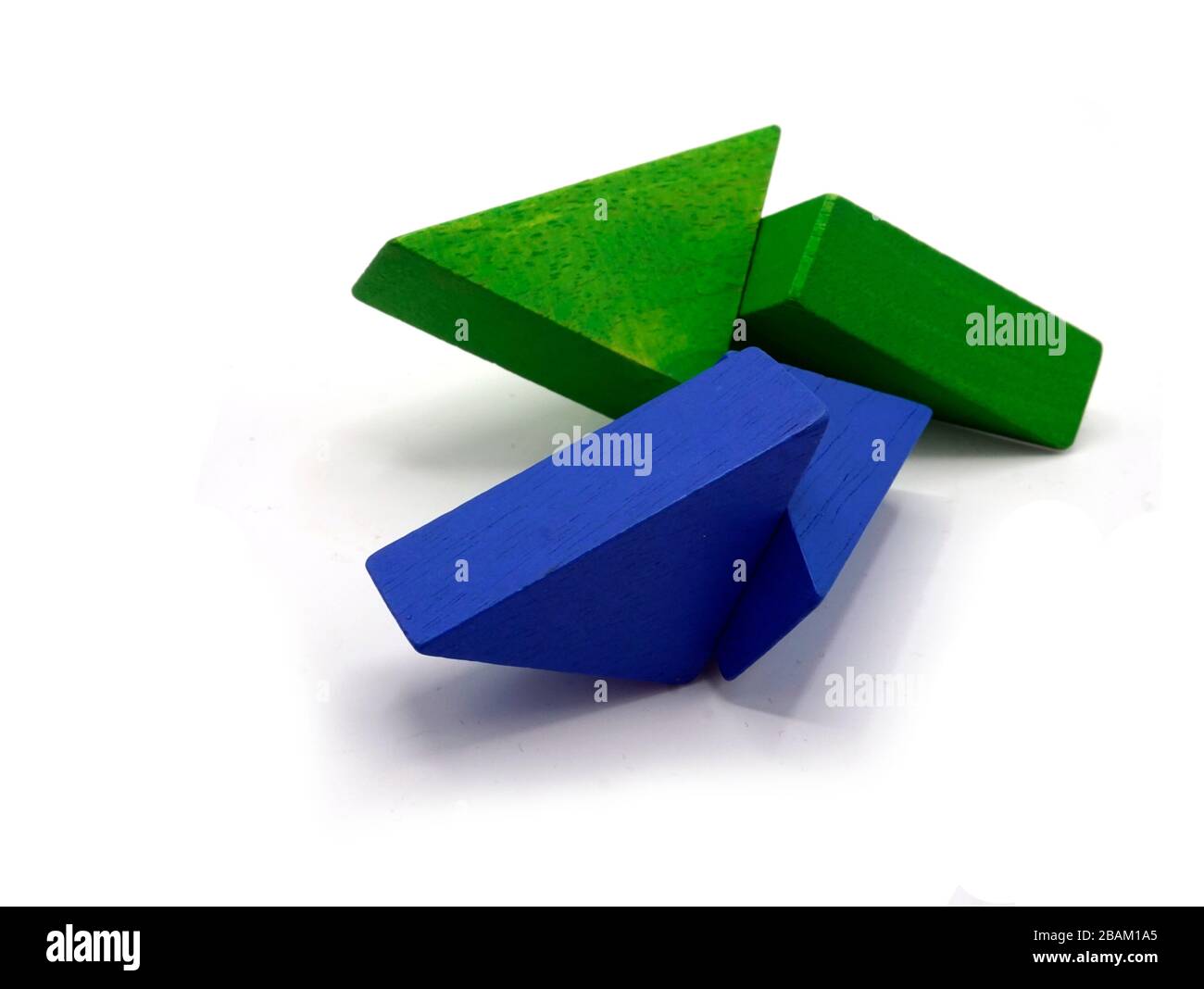 Twisted colorful building blocks made of wood.. Abstract mobile ...
