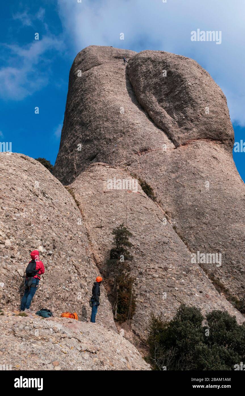 Climbing Cavall Bernat, Montserrat, Natural Parc, Catalonia, Europe ...