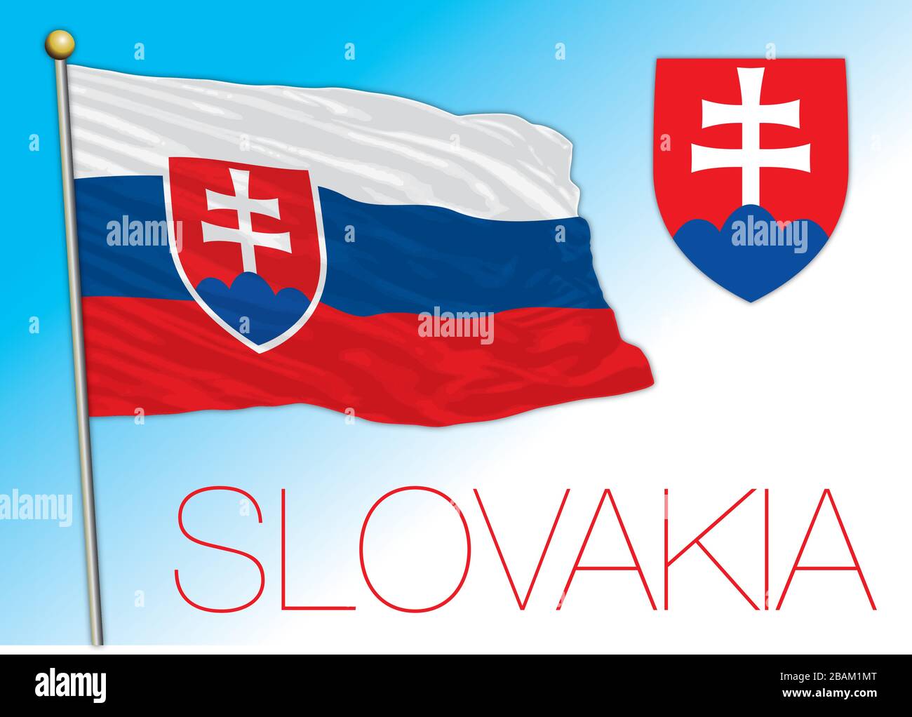Slovakia official national flag and coat of arms, european country ...