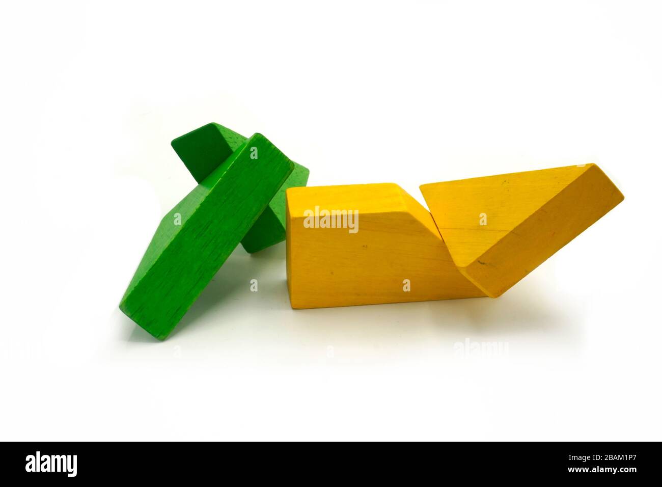Twisted colorful building blocks made of wood.. Abstract mobile ...