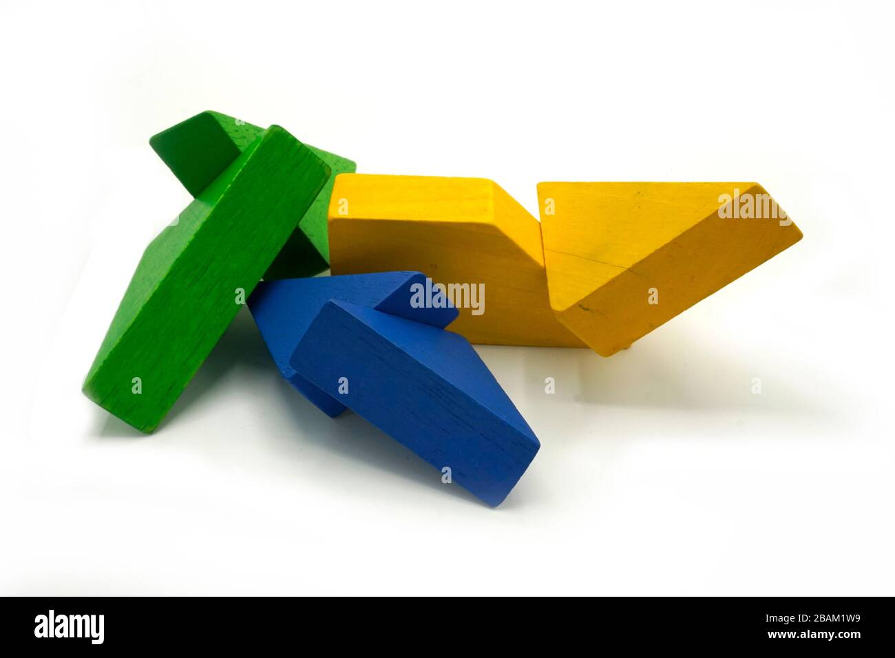 Twisted colorful building blocks made of wood.. Abstract mobile ...