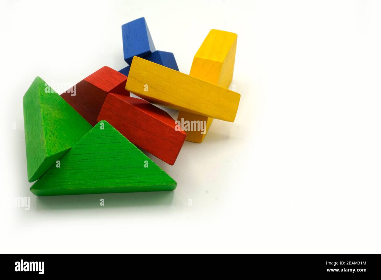 Twisted colorful building blocks made of wood.. Abstract mobile ...