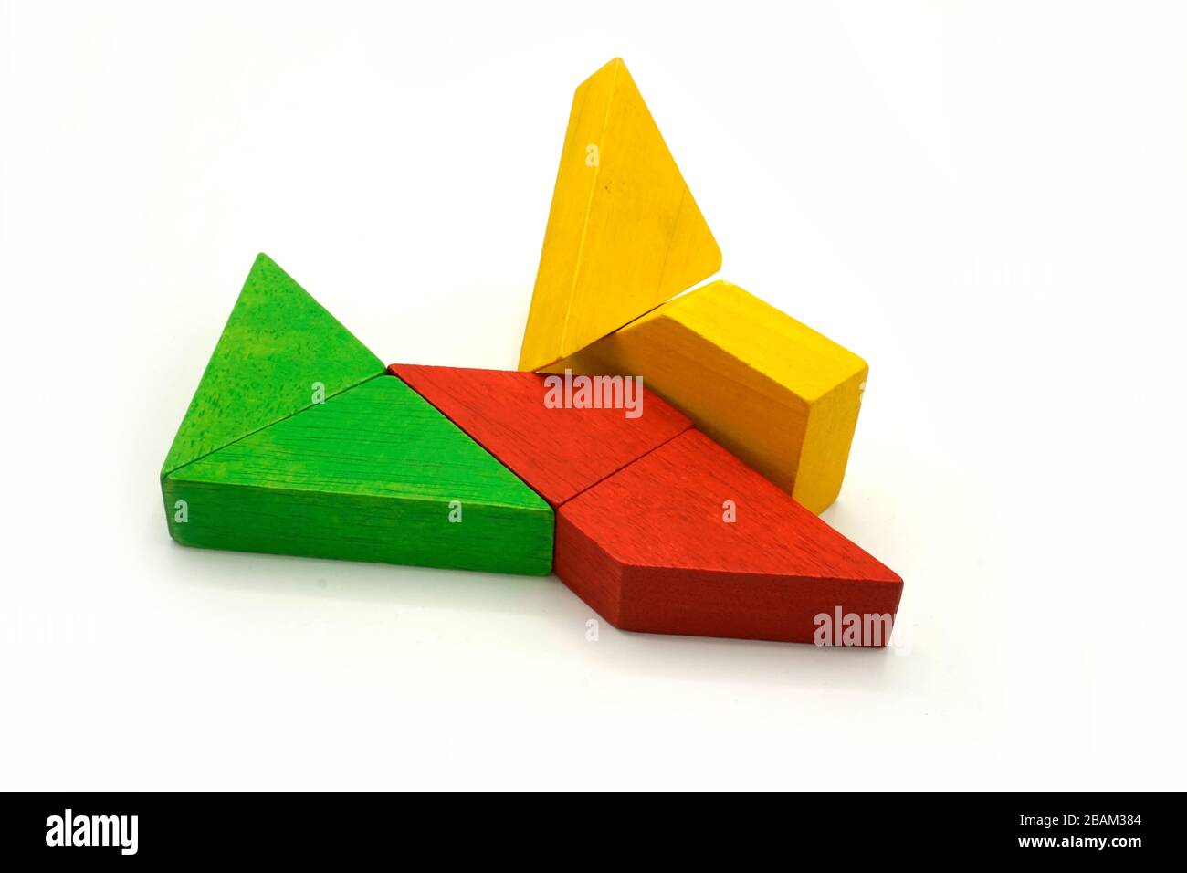 Twisted colorful building blocks made of wood.. Abstract mobile ...