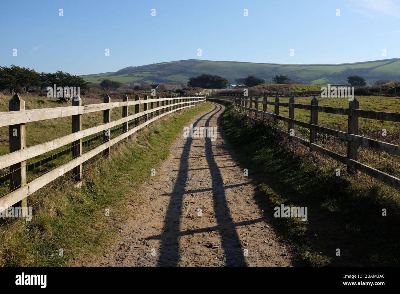 A walker's footpath through rural countryside in England Stock Photo ...
