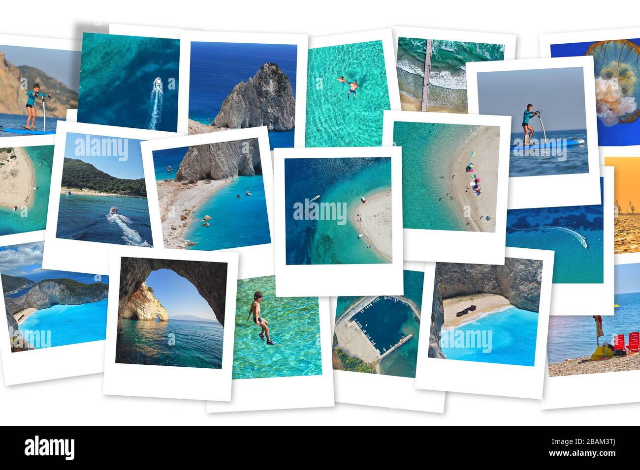 Photo collage Greece. Greek Islands. Zakynthos, Marathonisi, Blue Caves ...