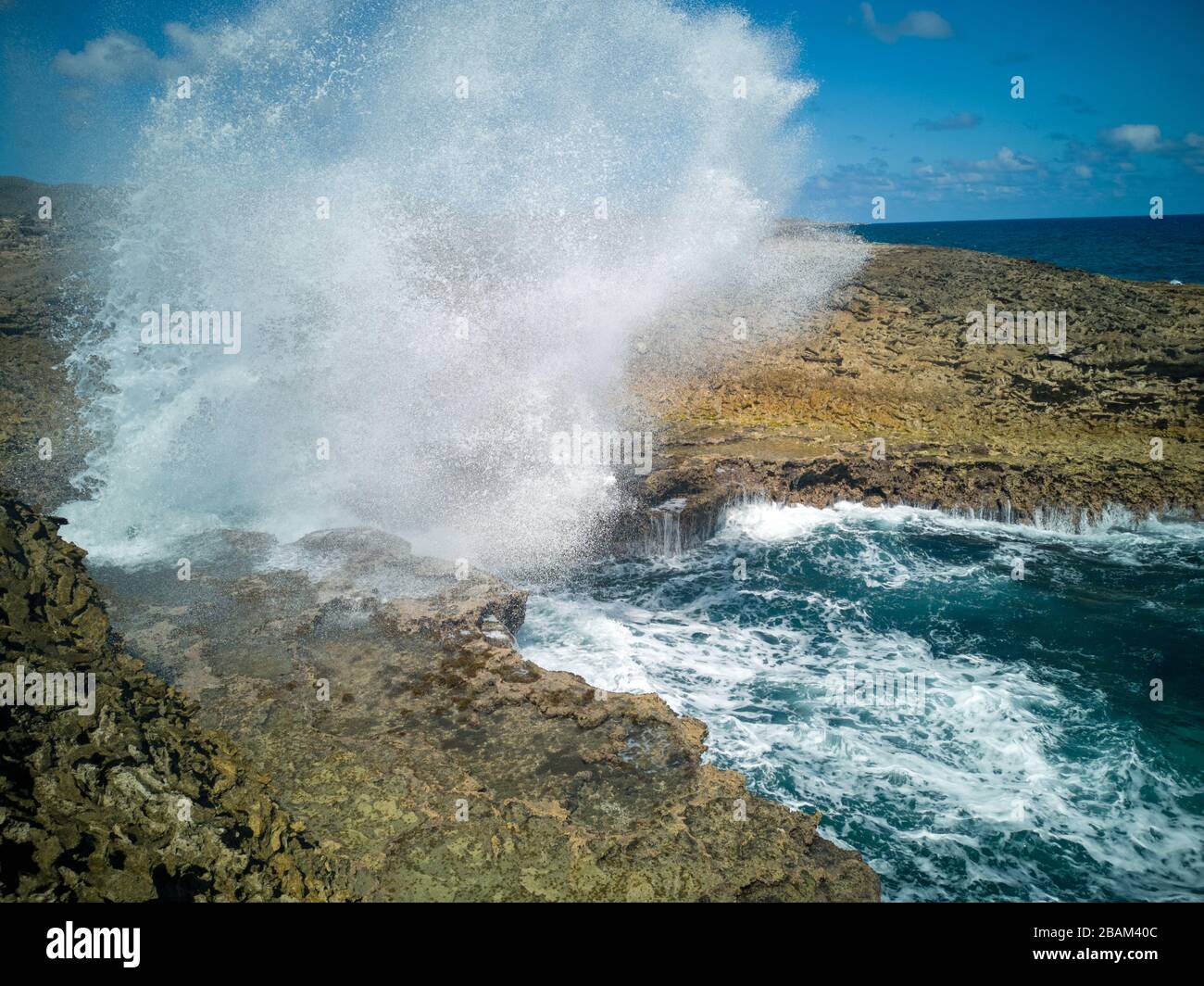 Shete Boka National Park on Curacao Island with Blowhole Stock Photo ...
