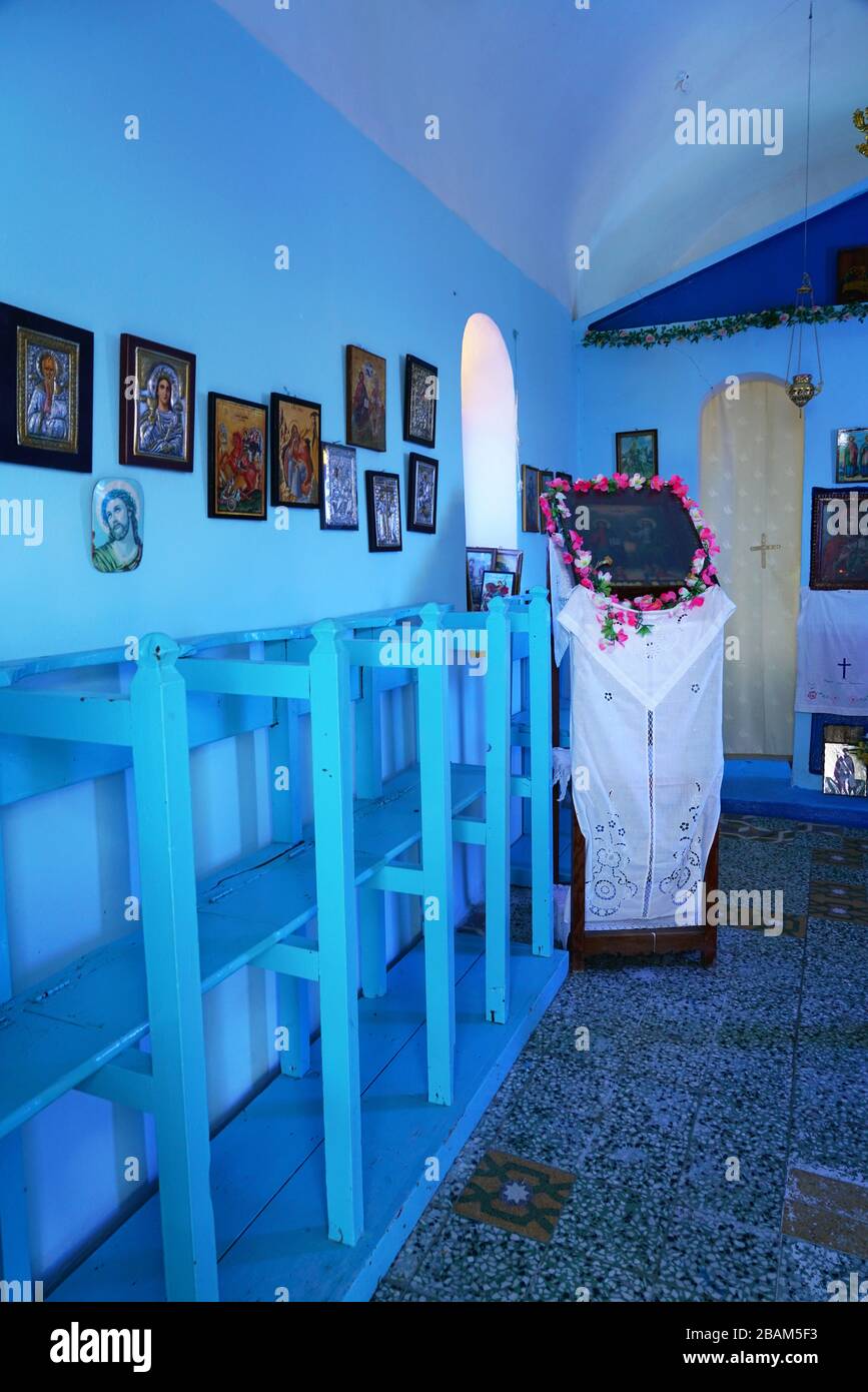 The interior of the church of the Greek Orthodox cemetery of ...