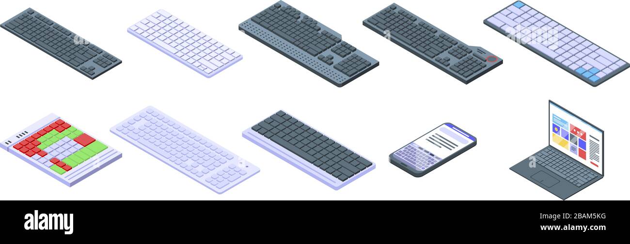 Keyboard icons set, isometric style Stock Vector Image & Art - Alamy