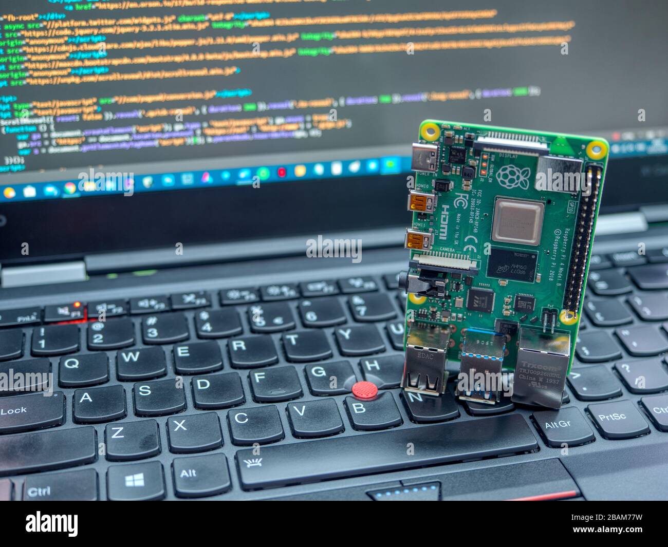 Galati, ROMANIA - March 22, 2020: Close-up of a Raspberry Pi 4 Model-B ...