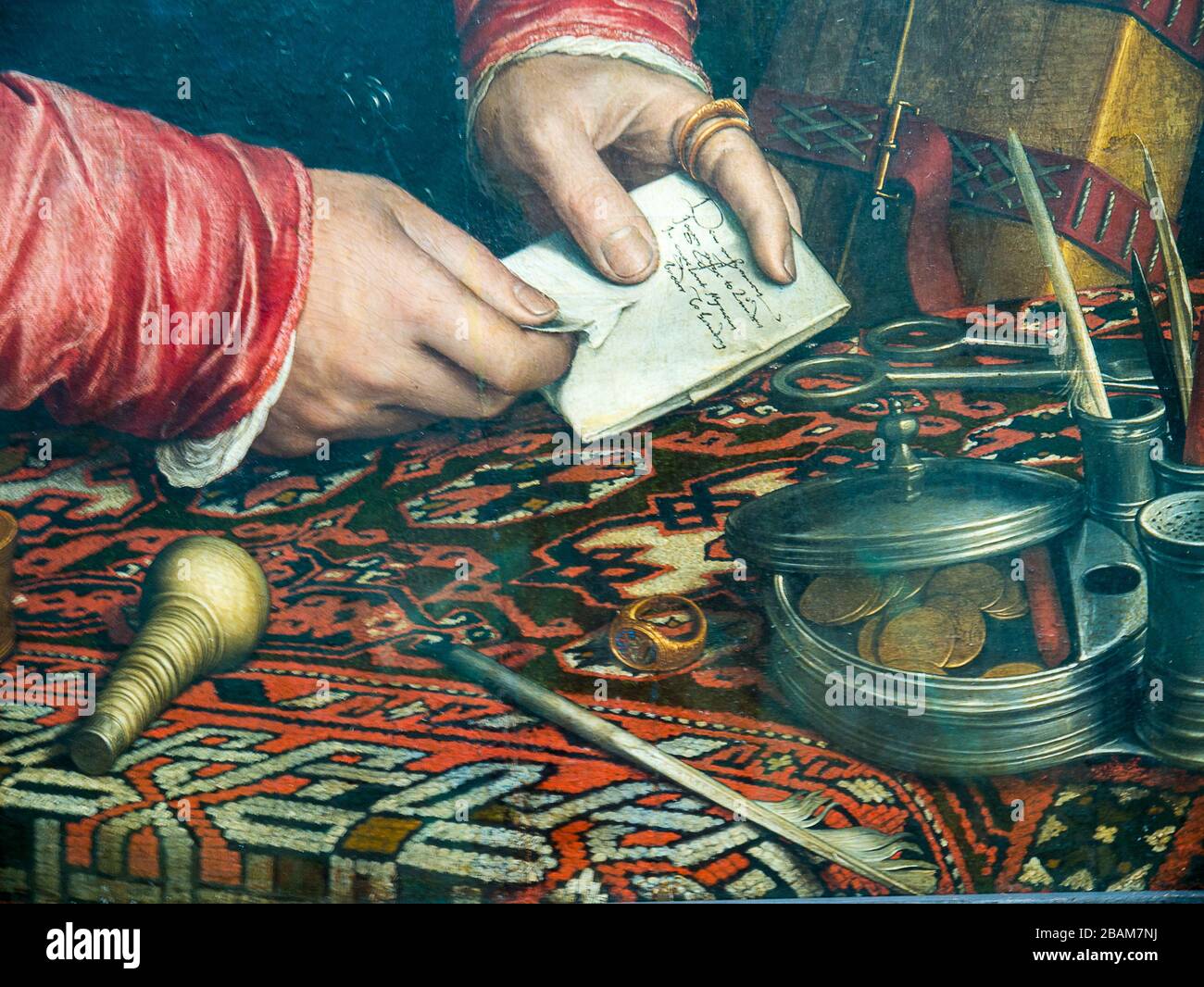 Detail of the painting in the Gemaldegalerie in Berlin which is a ...