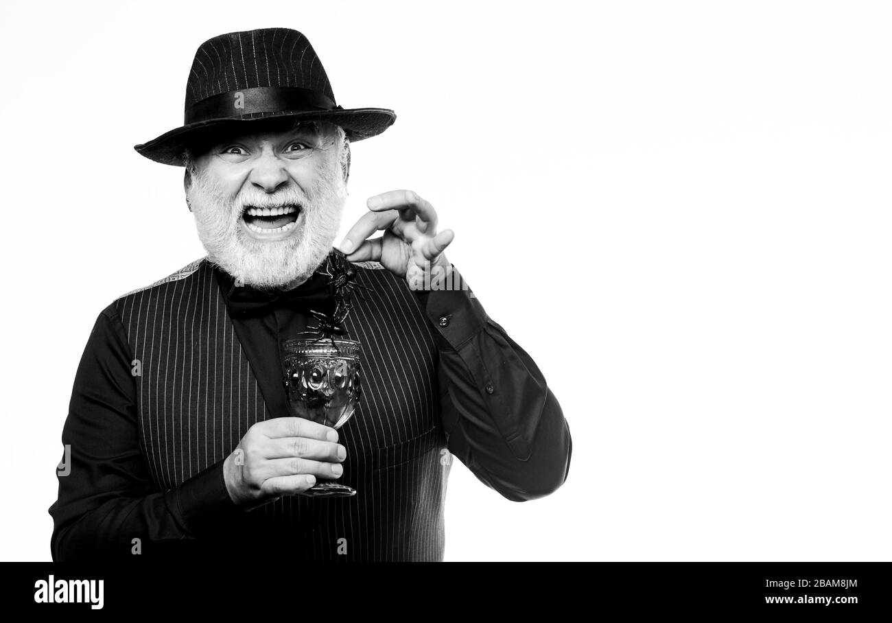 Ghosts were people too. barman make cocktail for halloween party. happy ...