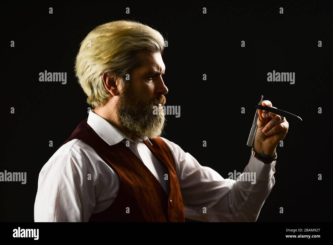 Fashion portrait of man. barber shop. hairdresser or barber with ...
