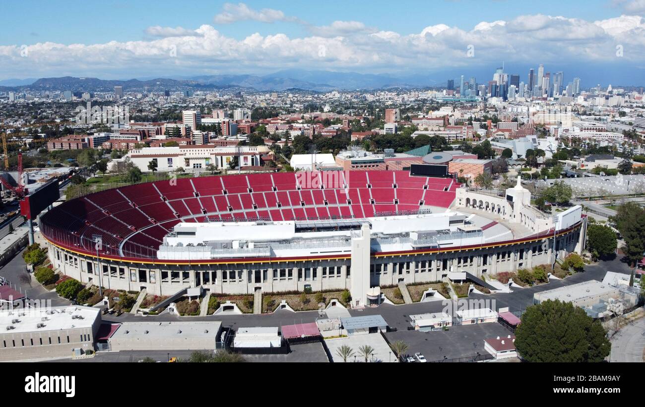 Los Angeles, United States. 21st Mar, 2020. General overall aerial view ...