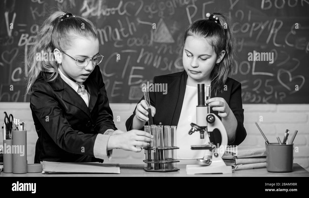 Gymnasium students with in depth study of natural sciences. Private ...