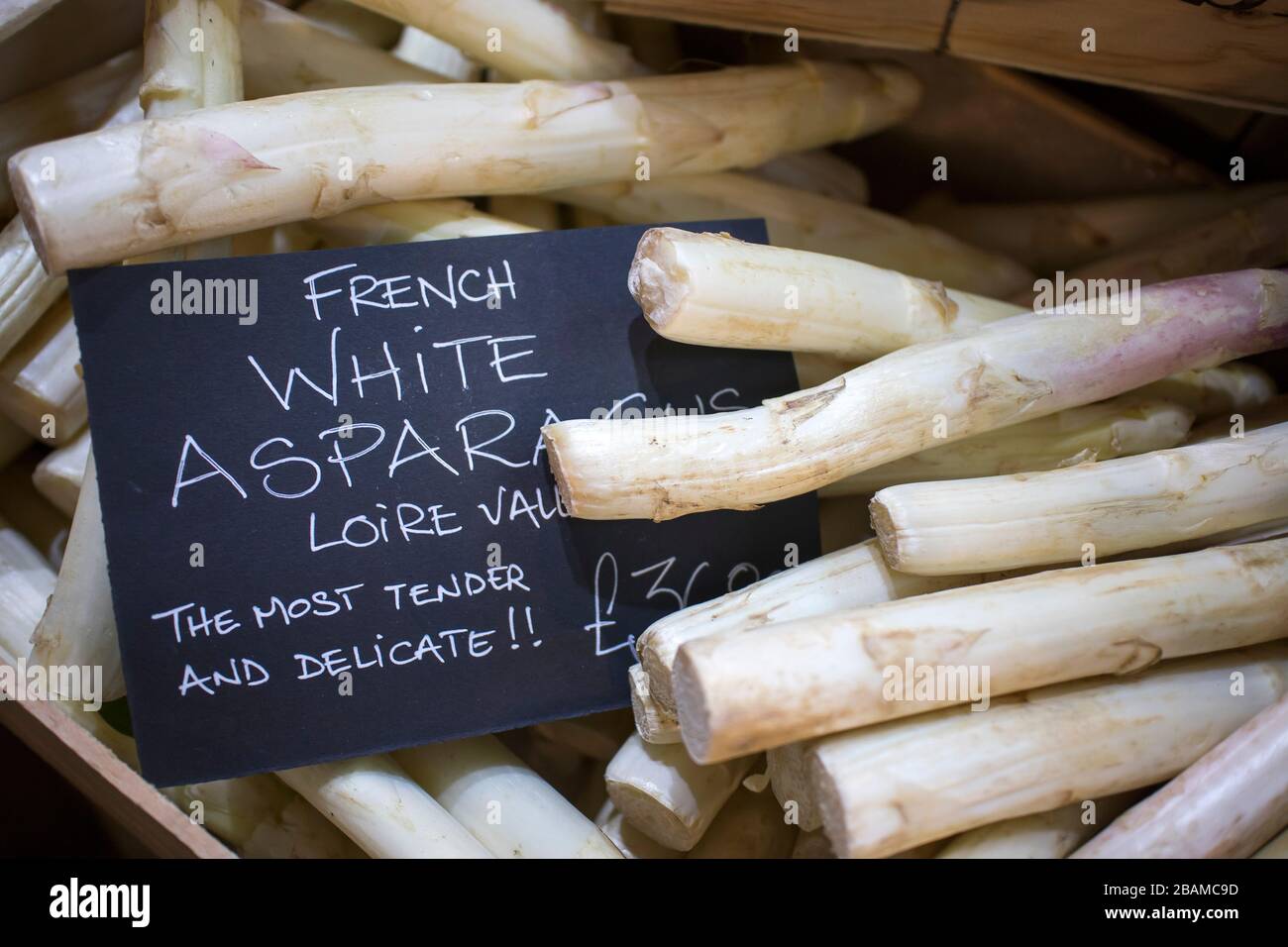 The french white asparagus for sale at the farmer market Stock Photo - Alamy