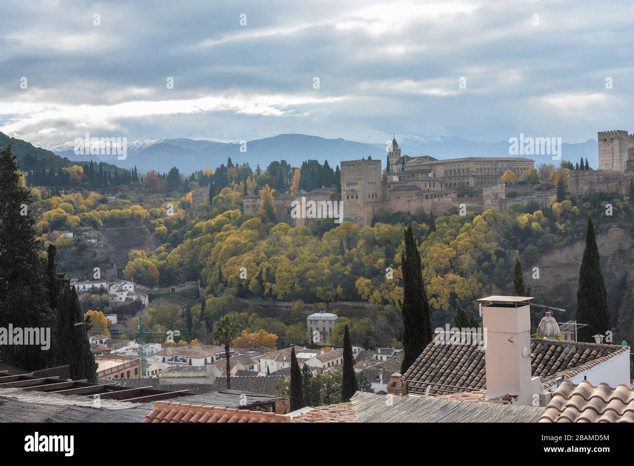 Walking in the autumn of Granada. The city of Spanish Andalusia in ...